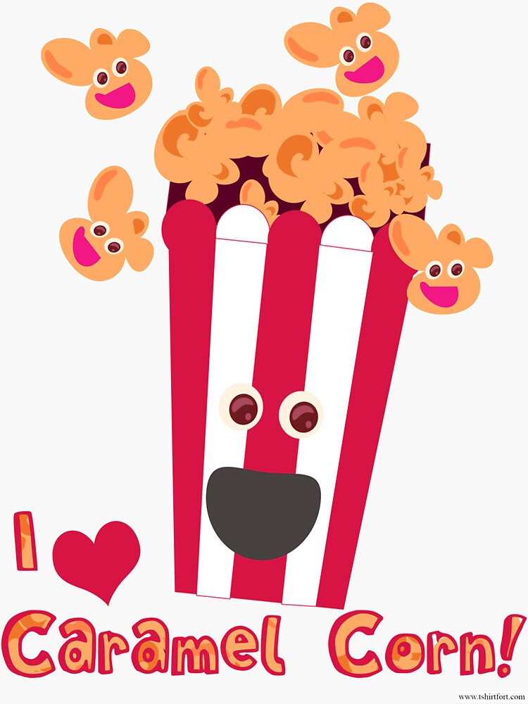 "Caramel Popcorn Cartoon Fresh Illustrated Pattern Art" Sticker for ...