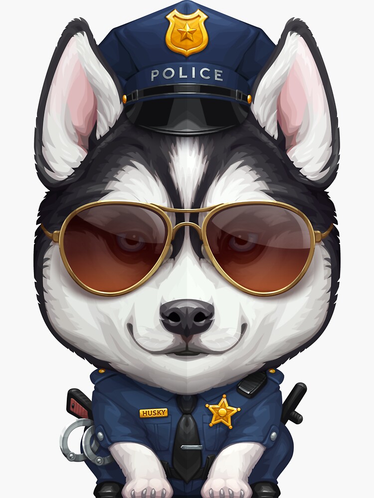 "Siberian Husky Police Officer" Sticker by anmlz | Redbubble