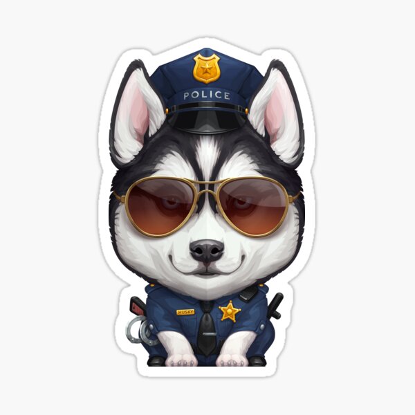 "Siberian Husky Police Officer" Sticker by anmlz | Redbubble