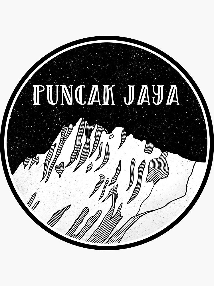 Pegatina «Puncak Jaya Mountain Blanco y Negro» de ekpatterns | Redbubble