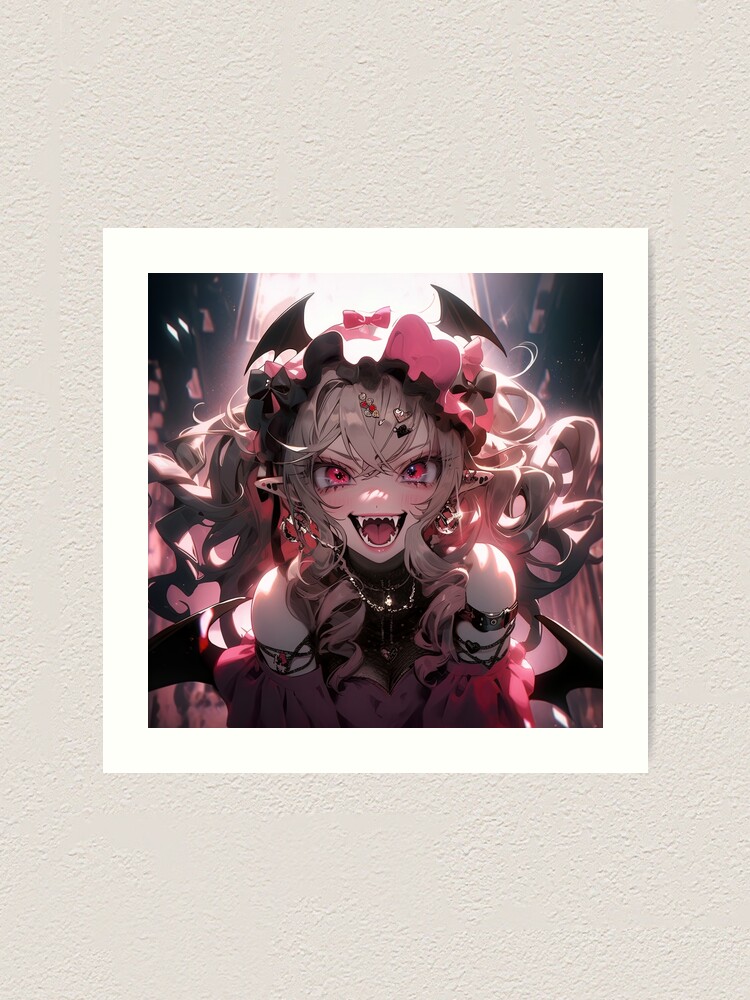 "Cute Wicked Hissing Vampire Anime Girl" Art Print for Sale by ...