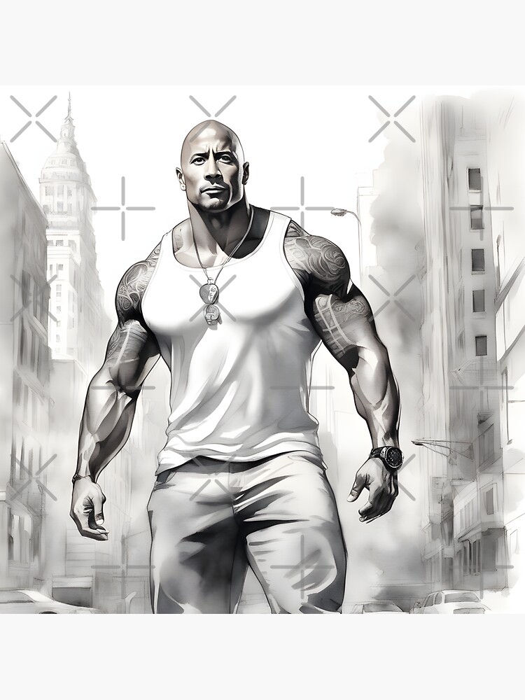 "Portrait Sketch of Dwayne - The Rock - Johnson" Sticker for Sale by ...