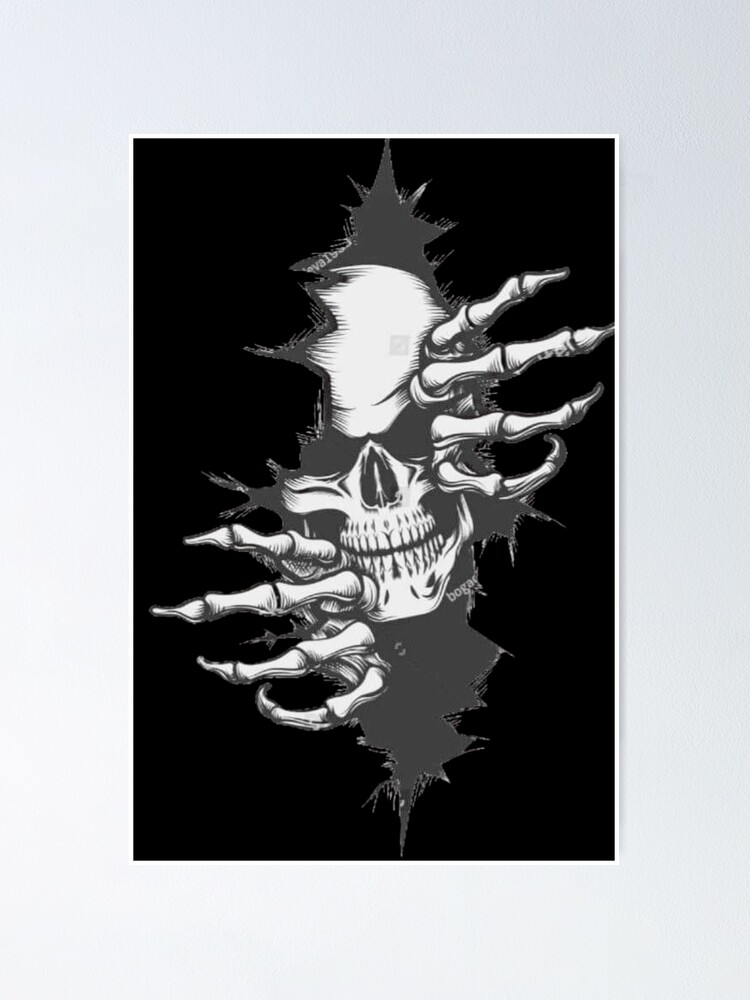 "Scary skeleton tearing through wall" Poster for Sale by outlaw70 ...