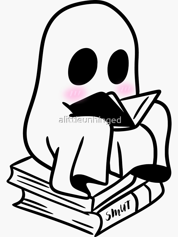 "Blushing Ghost Reading Smut" Sticker for Sale by alittleunhinged ...