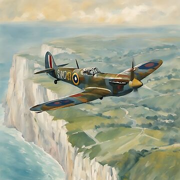 "Spitfire Fighter Aircraft WWII Over White Cliffs" Sticker for Sale by ...