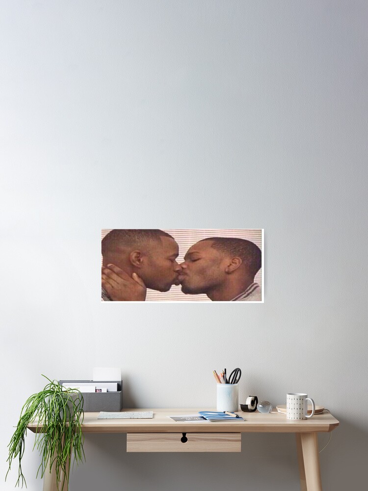 "2 black guys kissing" Poster for Sale by Cool blue guy With sunglasses | Redbubble