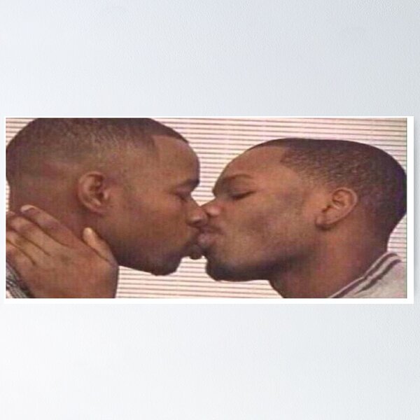 "2 black guys kissing" Poster for Sale by Cool blue guy With sunglasses | Redbubble