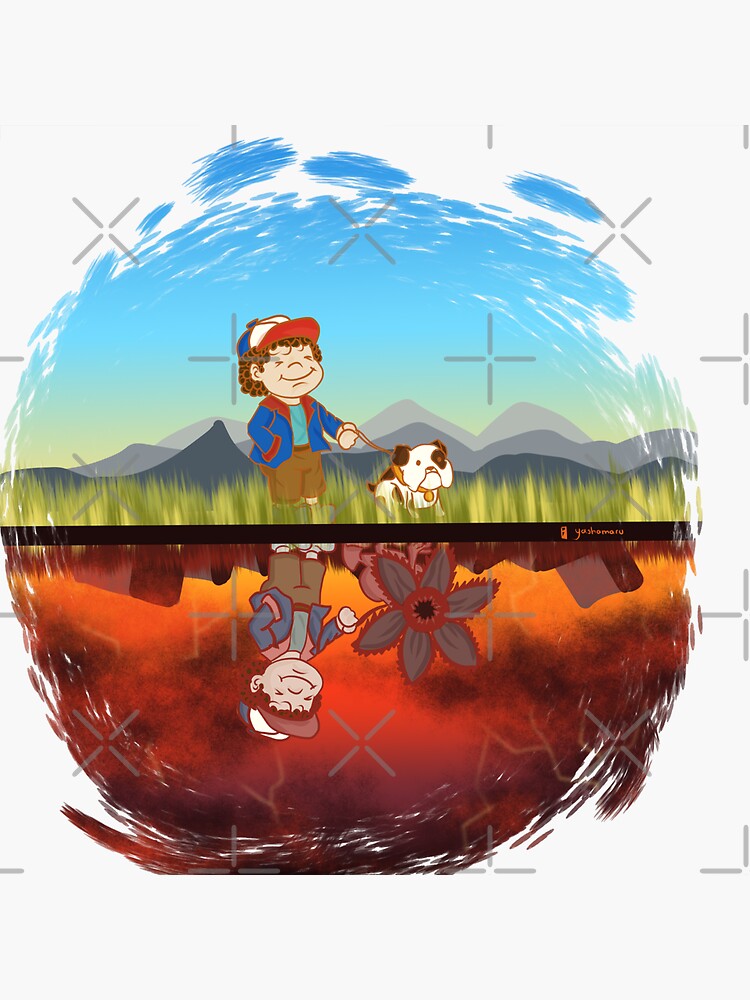 "Dustin and mascot STRANGER THINGS" Sticker by Yashamaru | Redbubble