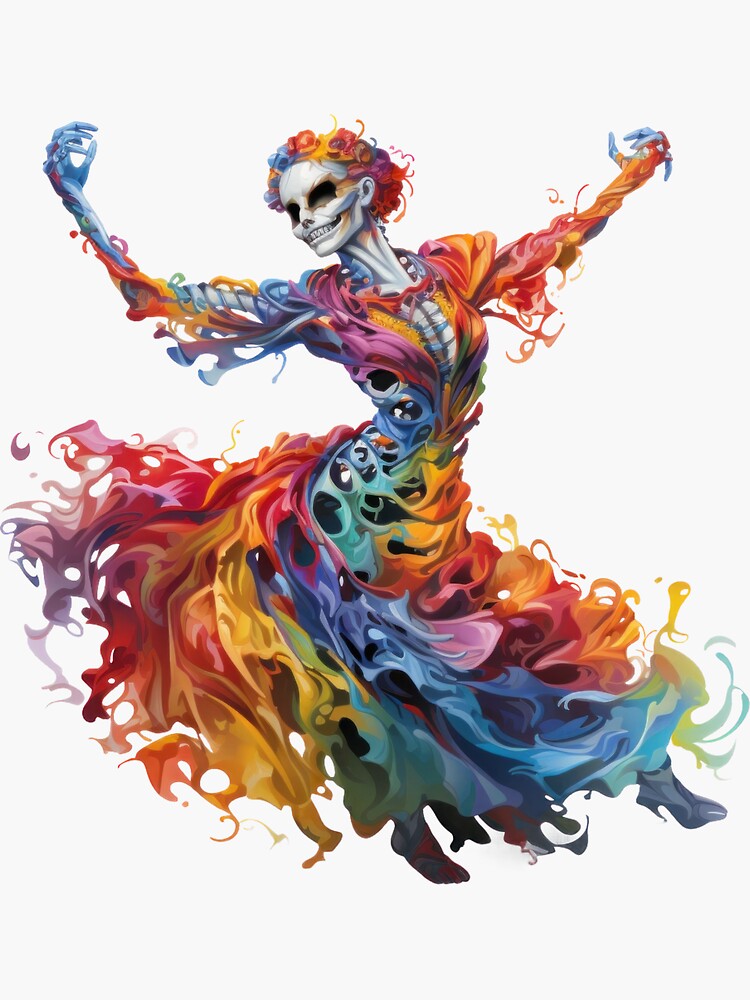 "Dancing Skeleton Rainbow" Sticker for Sale by HistHero | Redbubble