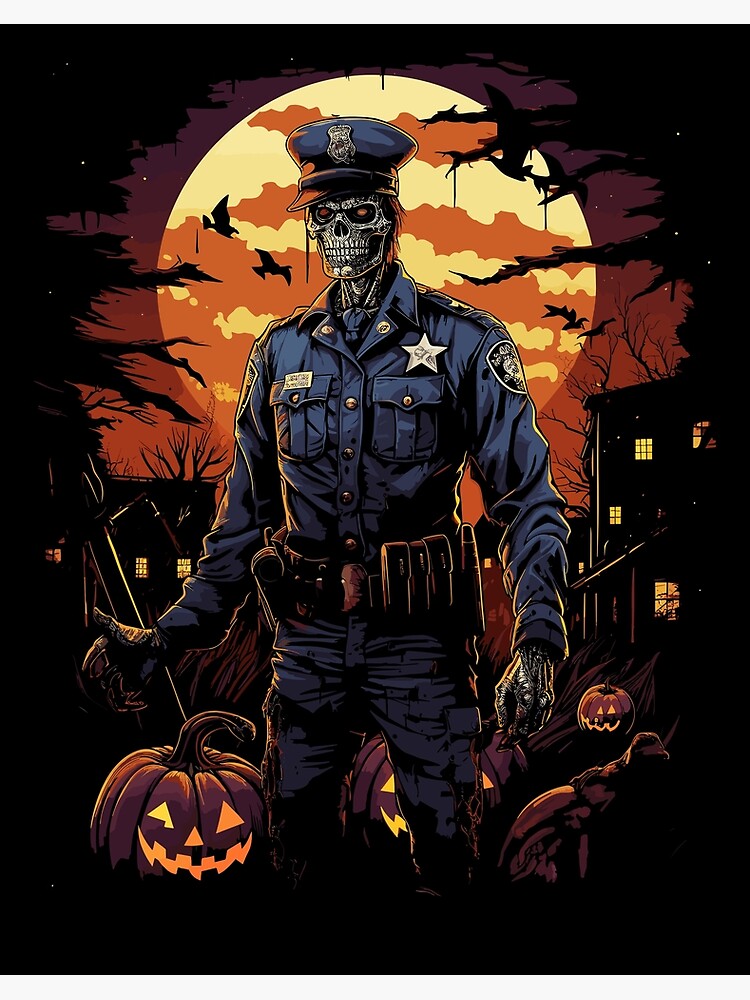 "Creepy Zombie Cop Undead Police Halloween Officer" Art Board Print for ...