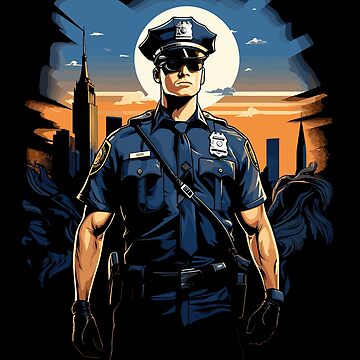 "Police Officer Blue Line Law Enforcement USA Patriotic Police" Art ...