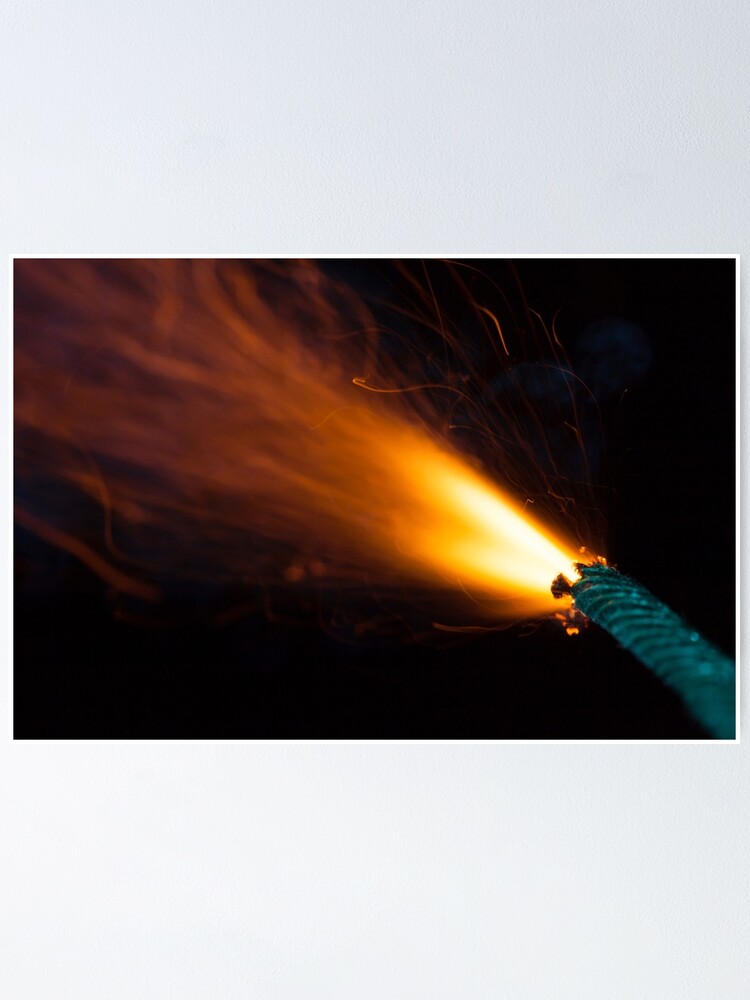 "Burning fuse with sparks on black background" Poster for Sale by ...
