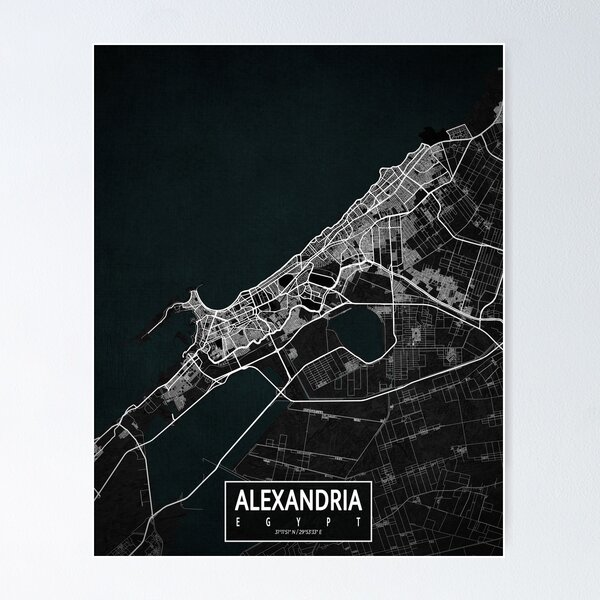 "Alexandria City Map of Egypt - Dark" Poster for Sale by deMAP | Redbubble