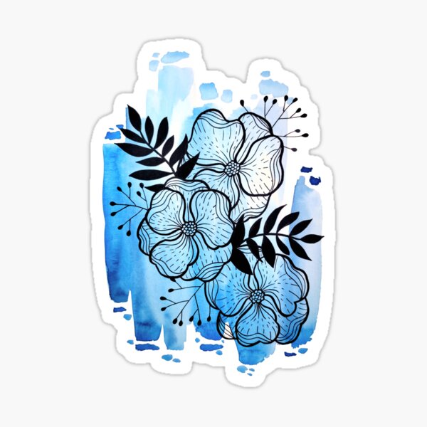 "Blue Watercolor Flowers Duda" Sticker for Sale by BEATRIZKOBORI ...