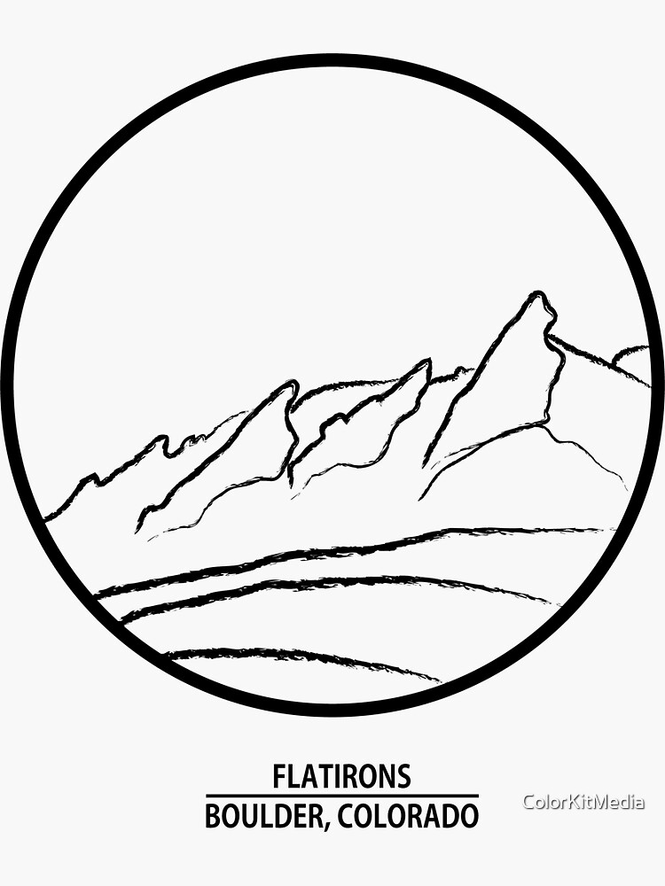 "Flatirons Boulder Colorado Line Art" Sticker for Sale by ColorKitMedia ...