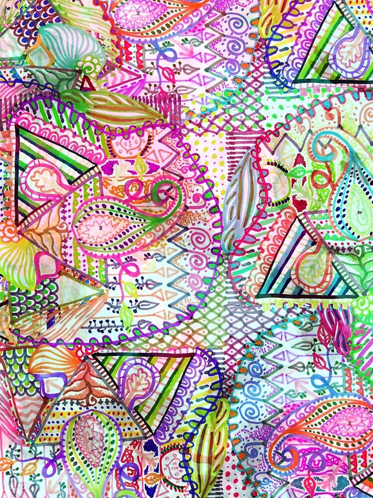 "Abstract Girly Neon Rainbow Paisley Sketch Pattern" iPhone Case for ...