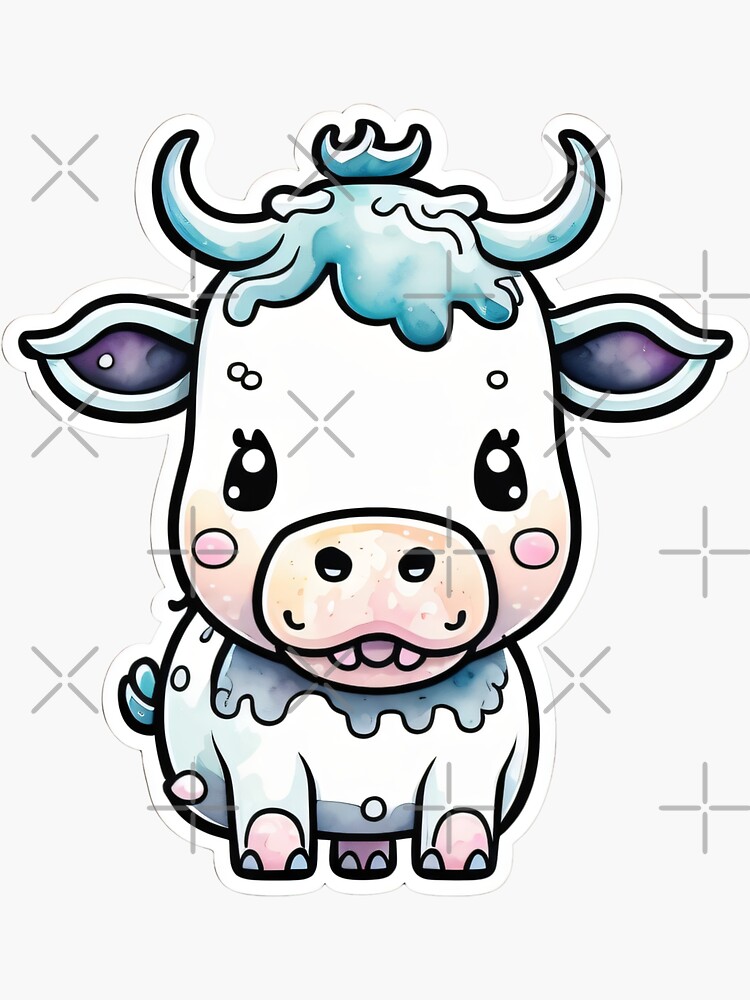 "Kawaii Chibi Cow" Sticker for Sale by ichizaki | Redbubble
