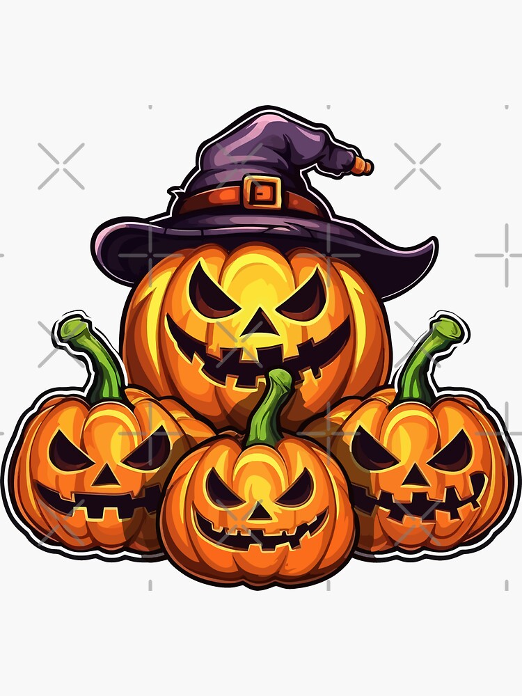 "Stacked Pumpkins: A Halloween Delight" Sticker for Sale by Artwyz | Redbubble