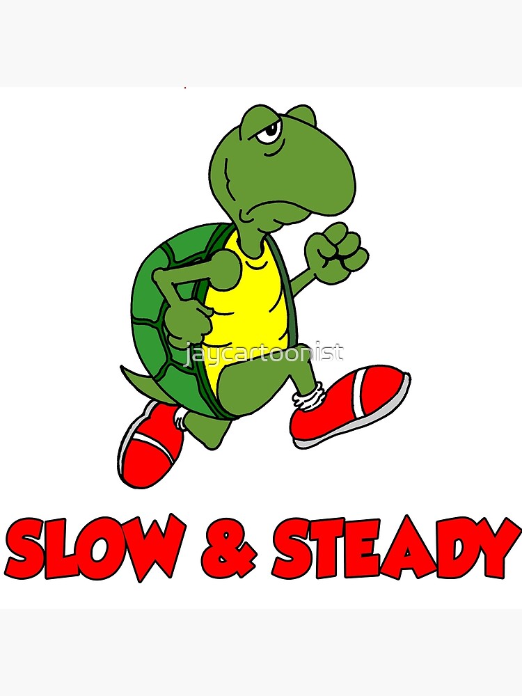 "Slow And Steady Cartoon Running Turtle" Art Print by jaycartoonist ...
