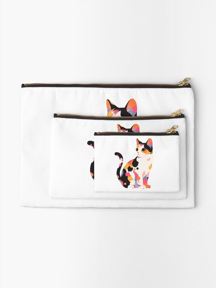 "Calico Portrait, Cute Calico Cat, For Calico Cat Lovers" Zipper Pouch ...
