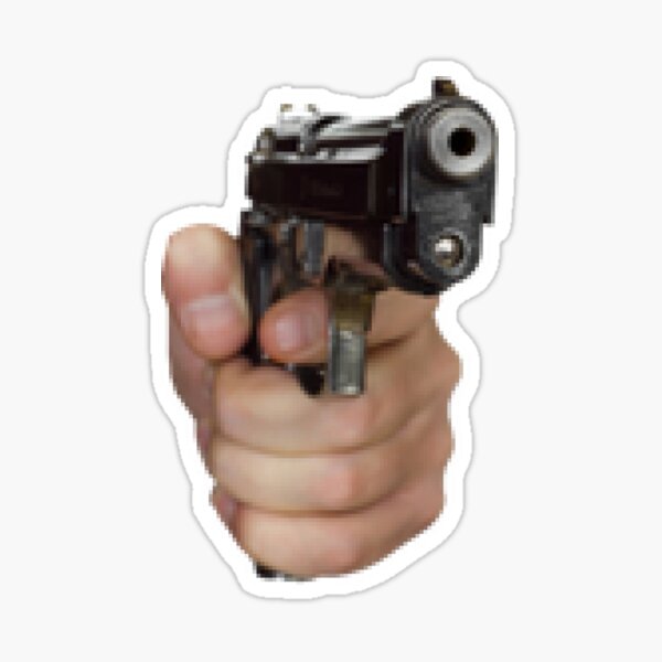 "Hand Holding A Gun Design" Sticker for Sale by HummusManWorks | Redbubble