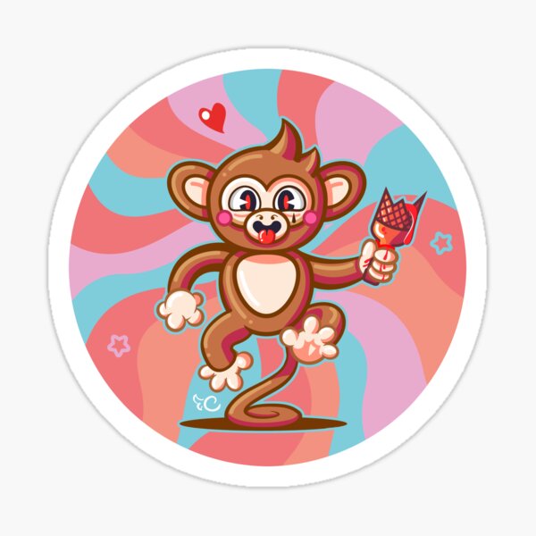 "trippy drippy - Evil Monkey with a bottle" Sticker by Cocobot | Redbubble