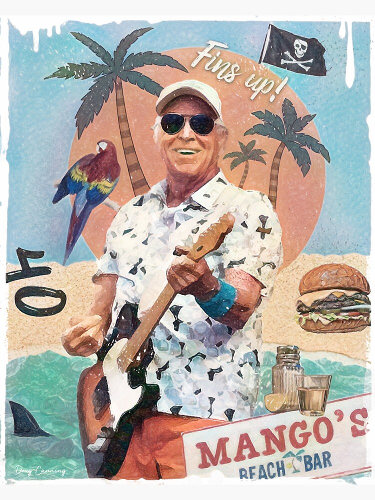 "Jimmy Buffet FINS UP" Sticker for Sale by Doug Canning | Redbubble