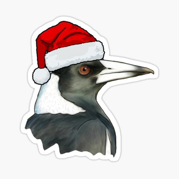 "Aussie Christmas Magpie wearing red Santa hat" Sticker for Sale by ...