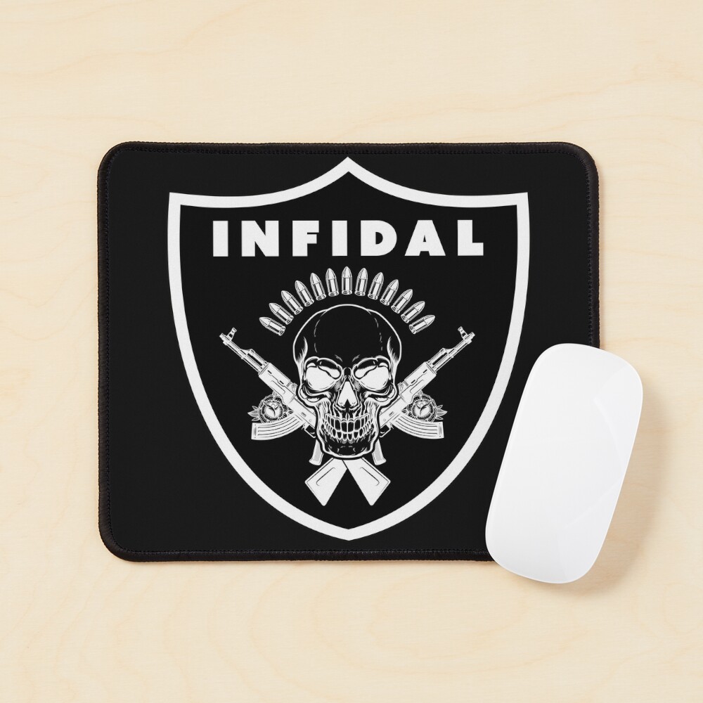 "Infidel in a Raider Black Logo" Sticker for Sale by designdog | Redbubble