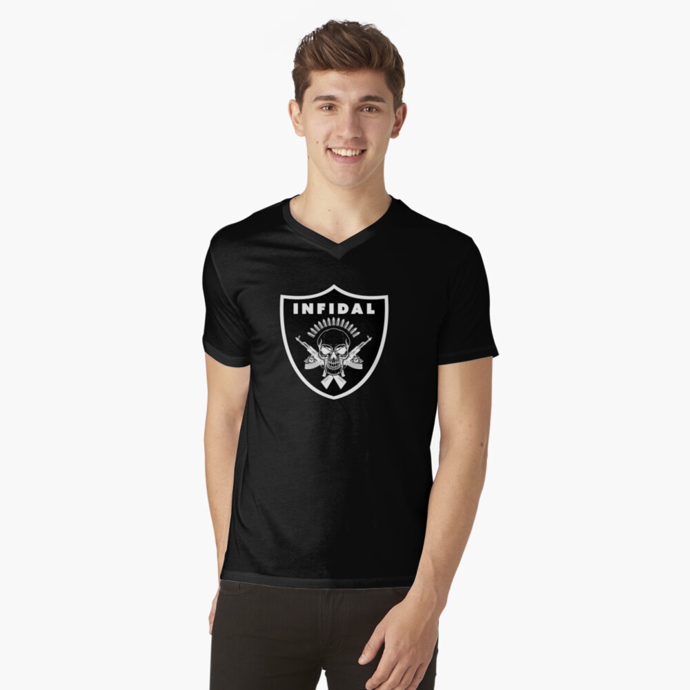 "Infidel in a Raider Black Logo" Sticker for Sale by designdog | Redbubble