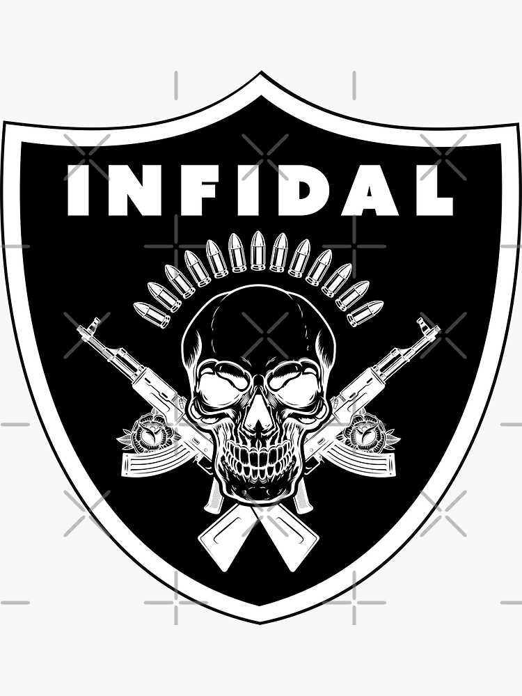 "Infidel in a Raider Black Logo" Sticker for Sale by designdog | Redbubble