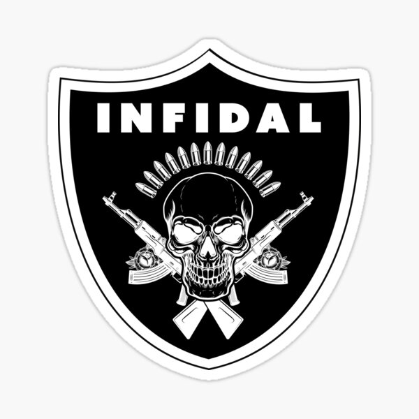 "Infidel in a Raider Black Logo" Sticker for Sale by designdog | Redbubble