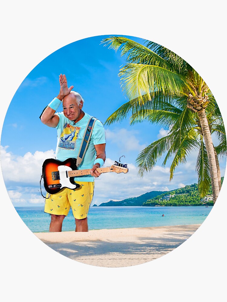 "Jimmy buffett on beach" Sticker for Sale by biunique | Redbubble