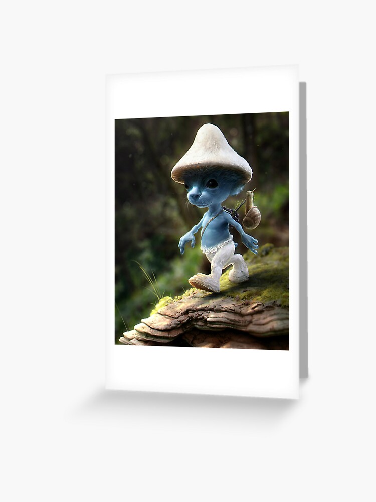"Blue Smurf Cat meme, shailushai ,shailush mushroom cat " Greeting Card ...