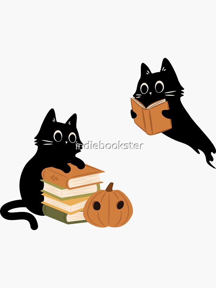"bookish cat ghost set" Sticker for Sale by indiebookster | Redbubble