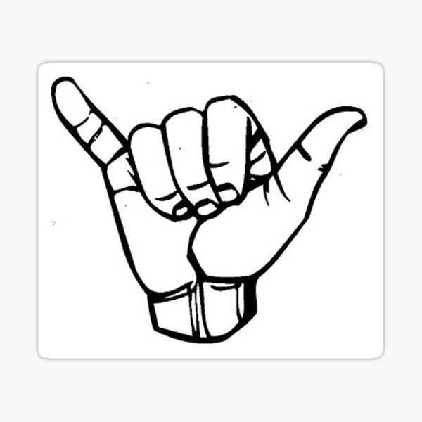 "Cowabunga surfer hand" Sticker for Sale by covfefe11 | Redbubble