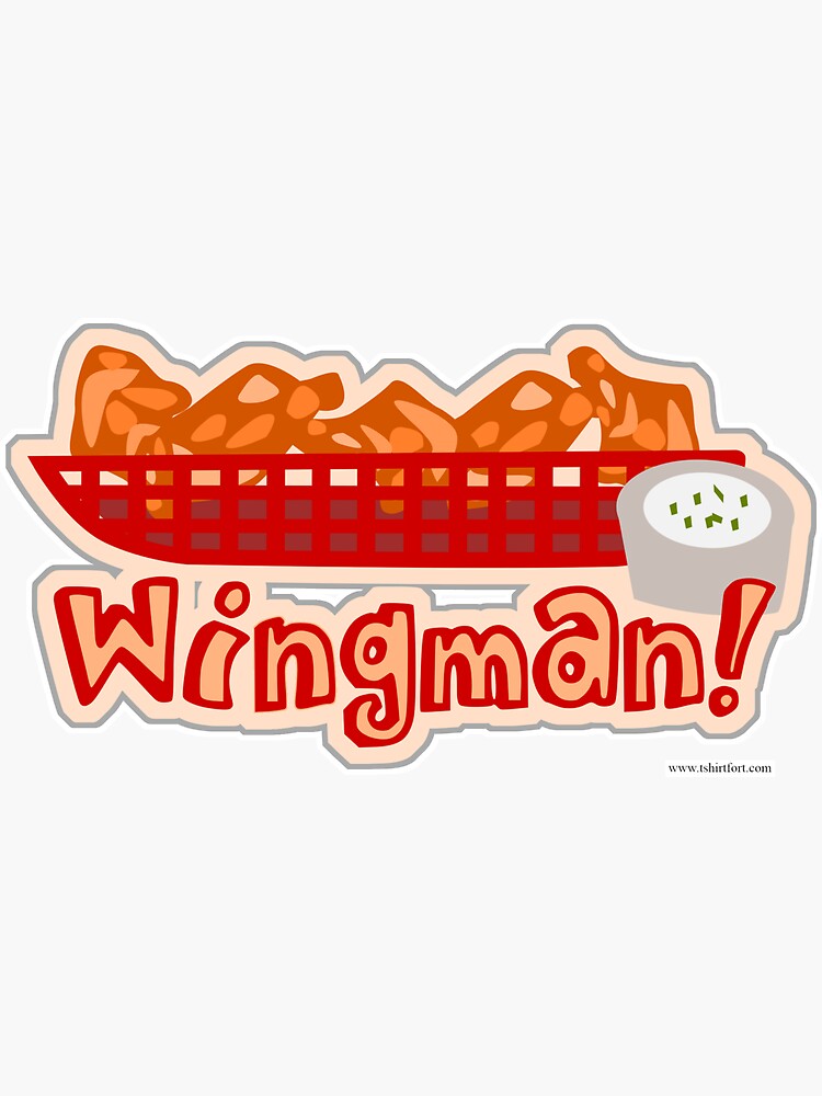 "Wingman Hot Wings Cartoon Slogan" Sticker for Sale by mytshirtfort ...