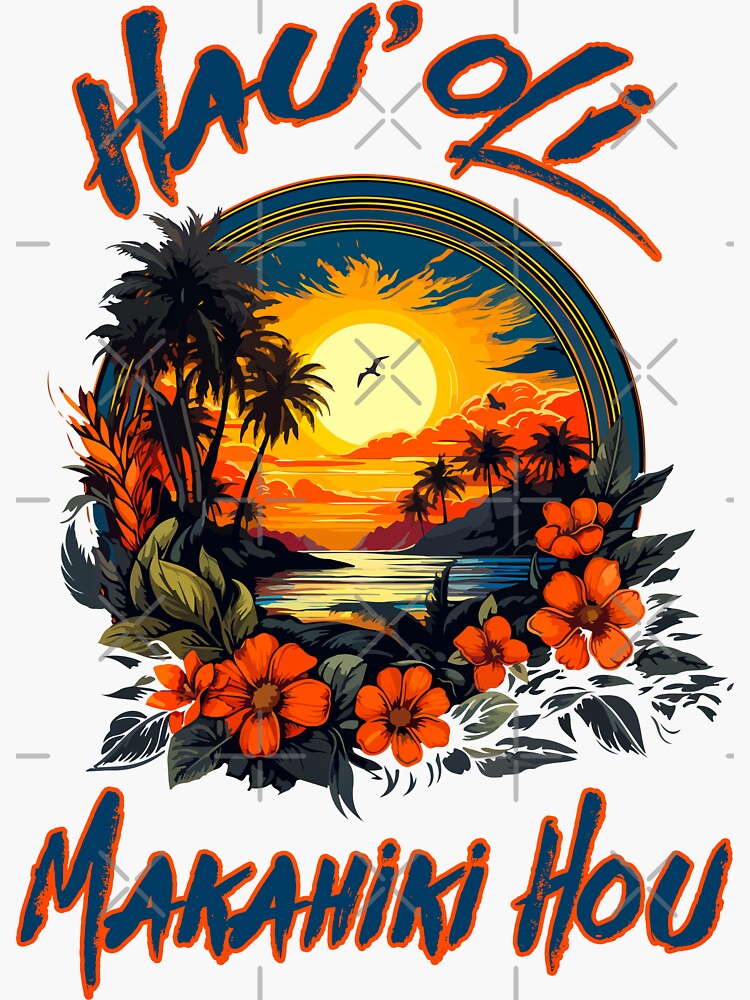 "Hau'oli Makahiki Hou - Happy New Year Celebration" Sticker for Sale by ...