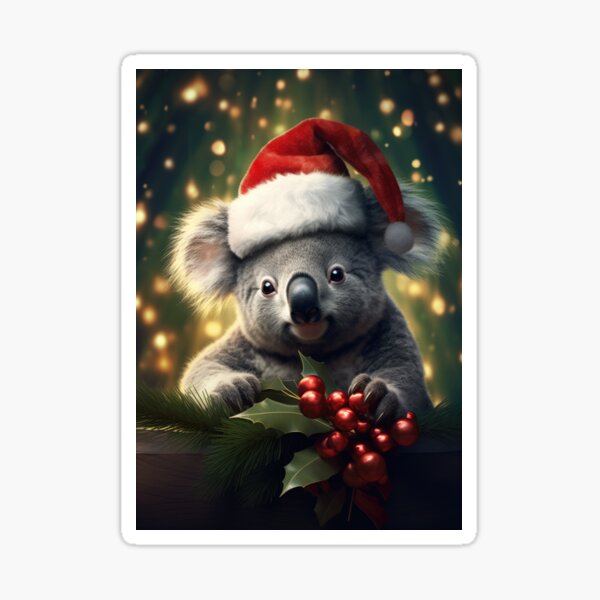 "Cute Baby Koala with Christmas Hat" Sticker for Sale by OddCorro ...