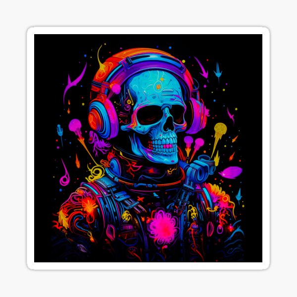 "Neon Skull" Sticker for Sale by CSturgill2 | Redbubble