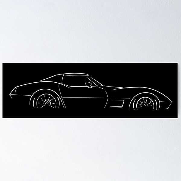 Poster for Sale avec l'œuvre « C3 Corvette Stingray - Pochoir de profil ...