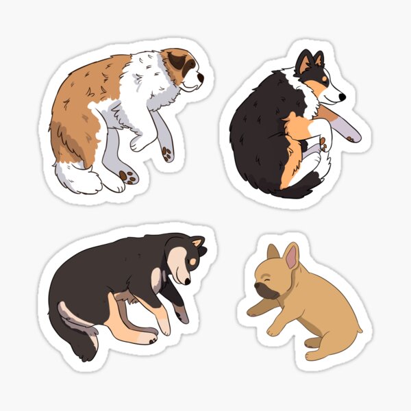 "Cute sleeping dogs pack" Sticker for Sale by Yaragold | Redbubble