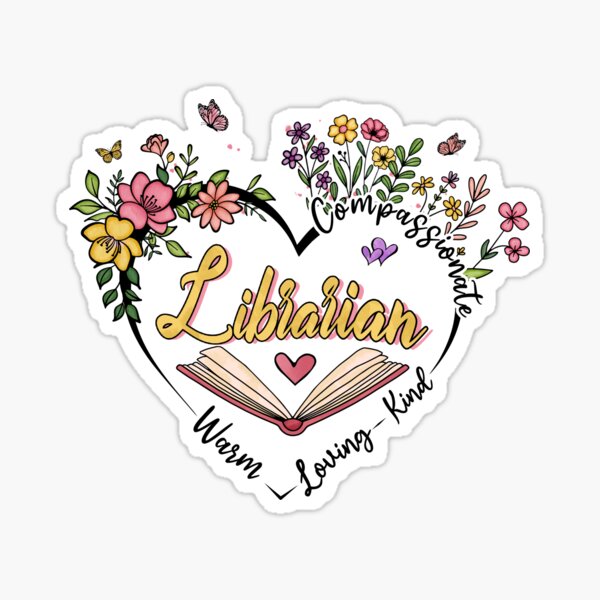 "Cute Floral Hear, Librarian Absctract Design" Sticker for Sale by ...