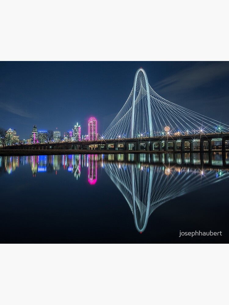 "Dallas Bridge Reflection at Night" Art Print by josephhaubert | Redbubble