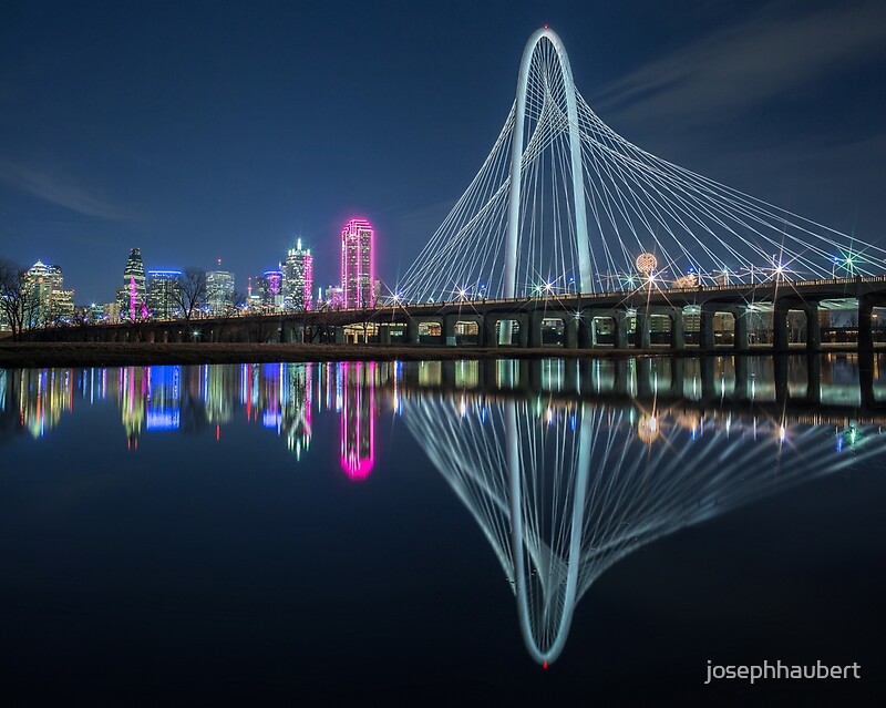 "Dallas Bridge Reflection at Night" by josephhaubert | Redbubble