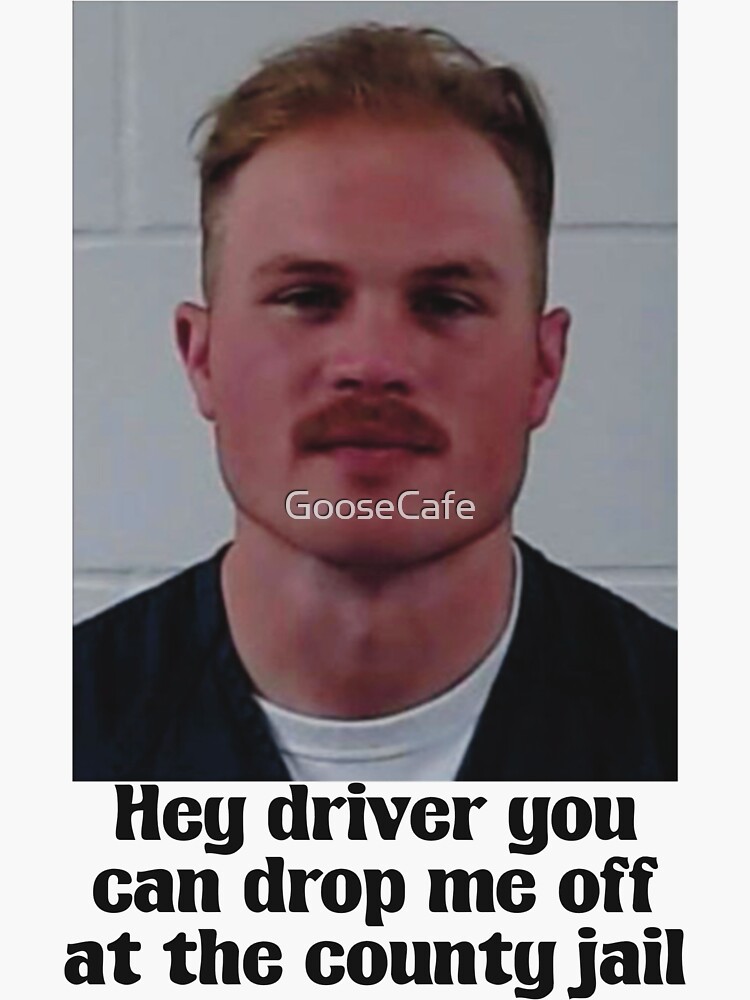 "Zach Bryan Mugshot Hey Driver" Sticker for Sale by GooseCafe | Redbubble
