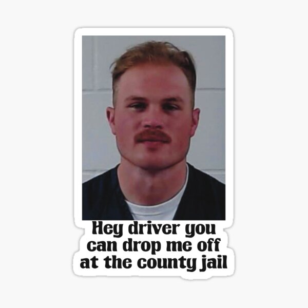 "Zach Bryan Mugshot Hey Driver" Sticker for Sale by GooseCafe | Redbubble