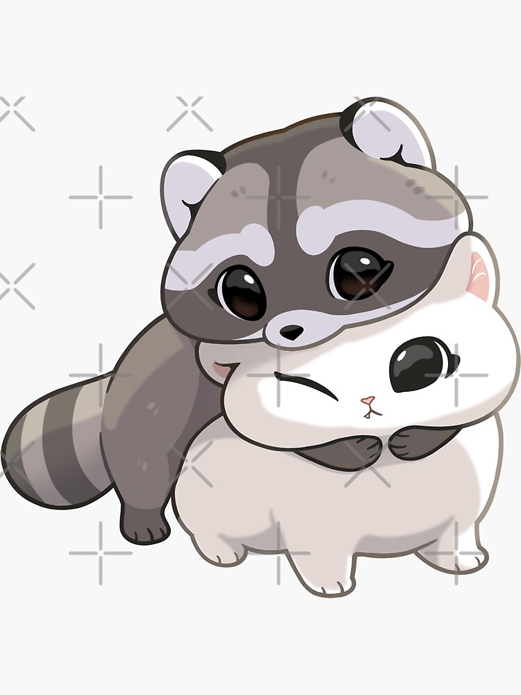 "Cuddle Raccoon" Sticker for Sale by Lilypawstudio | Redbubble