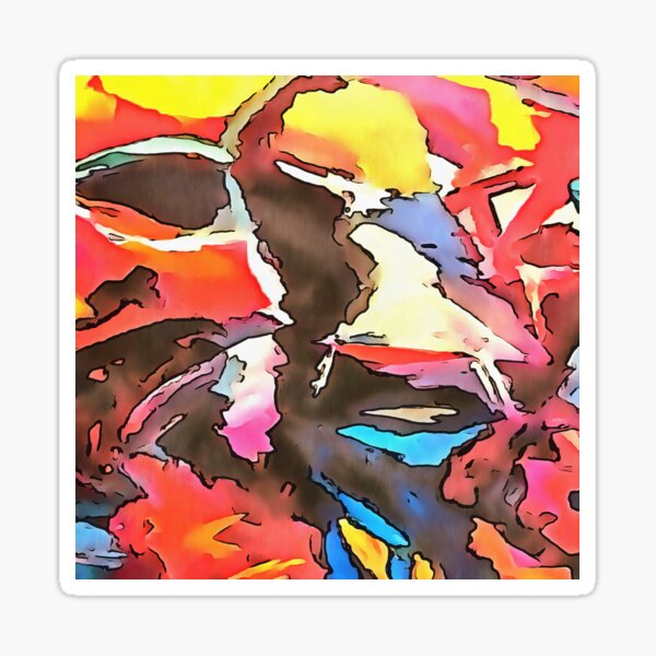 "Awkward Cow Abstract Black Outline Art" Sticker for Sale by taiche ...