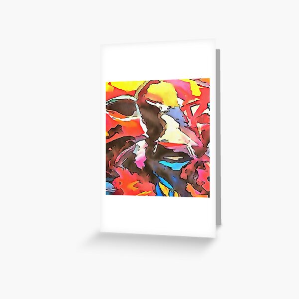 "Awkward Cow Abstract Black Outline Art" Greeting Card by taiche ...